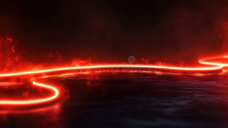 A Glowing Red Neon Line Against a Dark Background, Creating a Dynamic ...