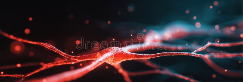 Glowing Red Nervous System Highlighting Stress Response Against a ...