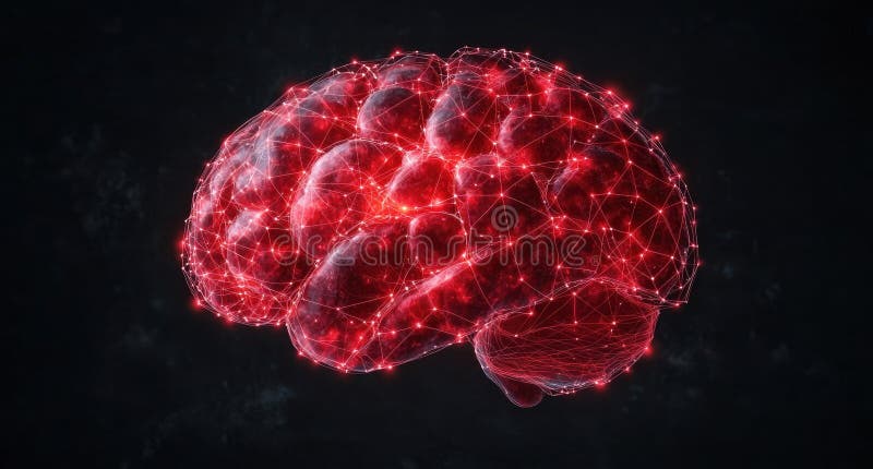 Glowing Red Neural Network in the Brain Stock Illustration ...