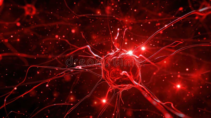 Glowing red neural network stock illustration. Illustration of ...