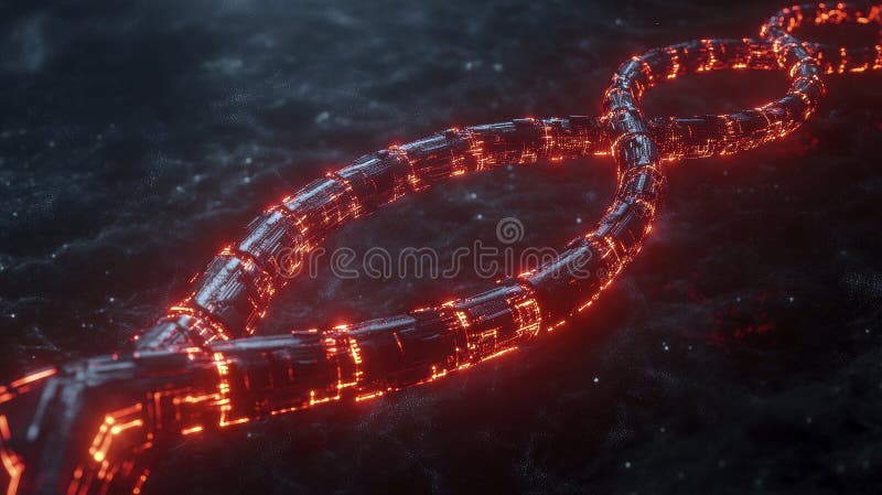Glowing Red and Orange Dna Helix in Dark Space Stock Illustration ...