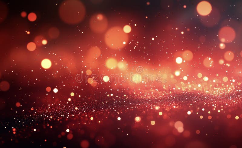 Glowing Red and Orange Particles Shimmer in a Dark Background during a ...