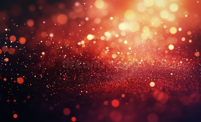 Glowing Red and Orange Particles Shimmer in a Dark Background during a ...