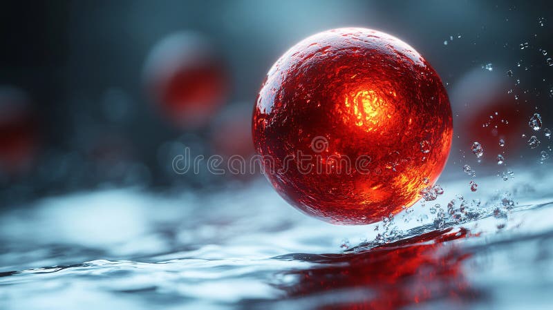 Glowing Red Orb Splashing in Water AI Generated. Stock Illustration ...