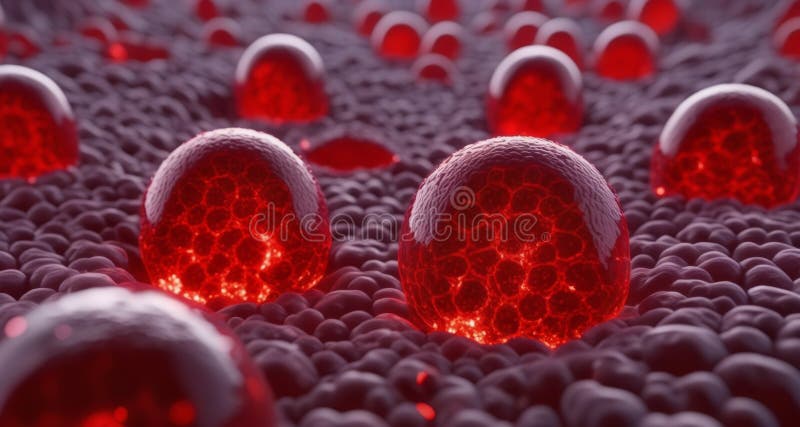 Glowing Red Orbs in a Dark, Textured Environment Stock Illustration ...