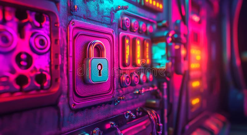 A Glowing Red Padlock is Central To a Scene of Digital Circuits and ...