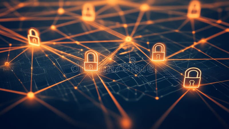 Glowing Red Padlock Icons on Circuit Boards Embody the Notion of Cyber ...