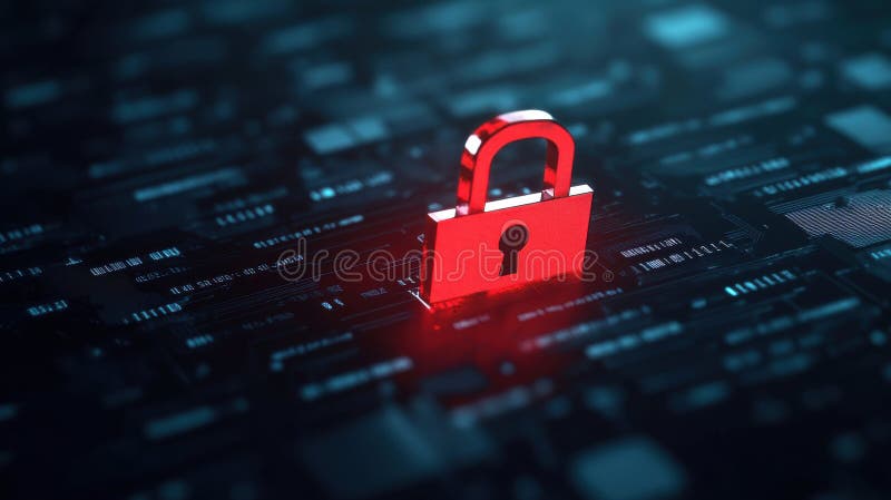 Glowing Red Padlock Symbolizes Cybersecurity and Data Protection in ...