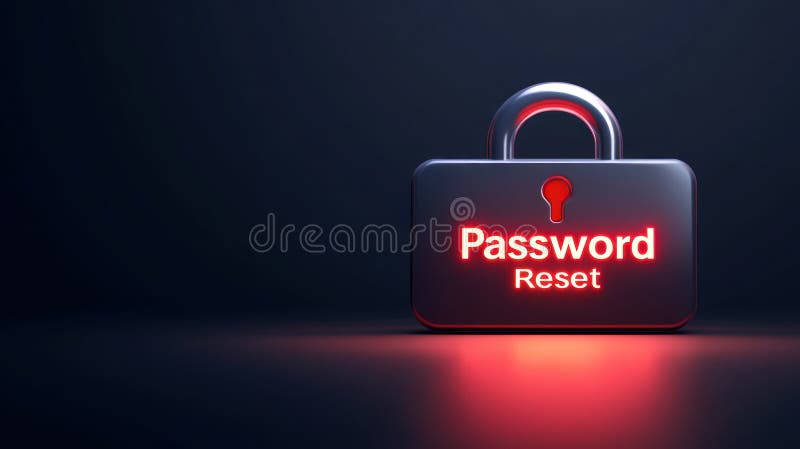 Glowing Red Password Reset on a Metallic Padlock Stock Illustration ...