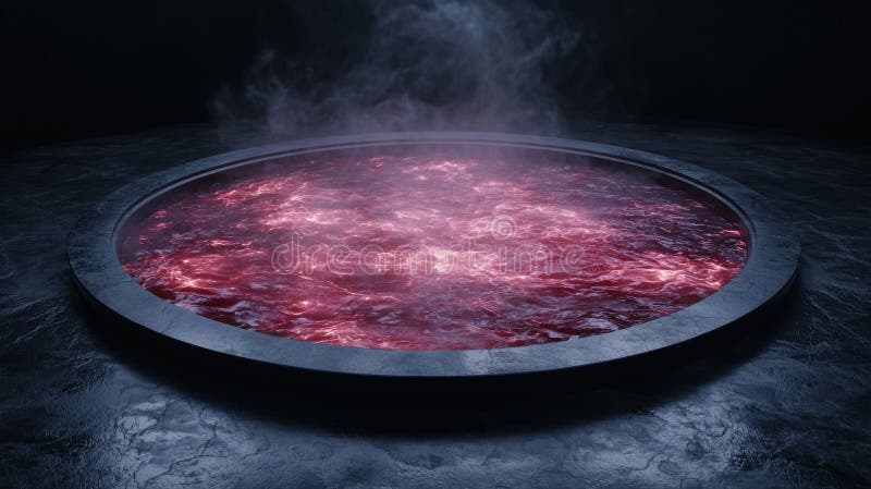 Glowing Red Pool of Molten Lava Stock Illustration - Illustration of ...