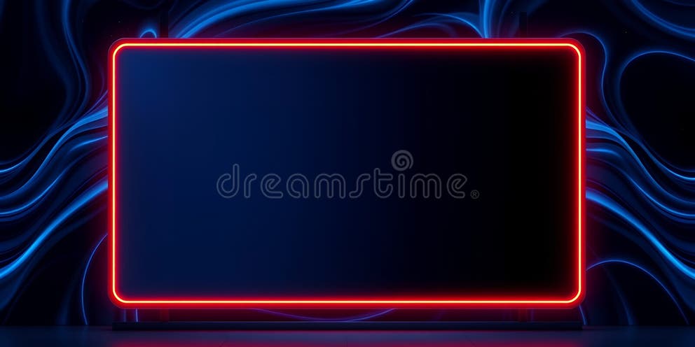 A Glowing Red Rectangular Frame with Rounded Corners on a Blue and ...