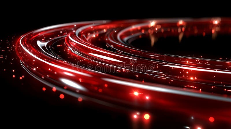 Glowing Red Rings with Sparkles on Black Background Stock Illustration ...