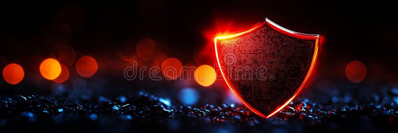 A Glowing Red Shield Icon Symbolizes Protection and Security Against ...