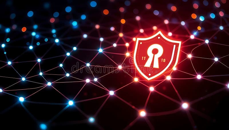 Network Security Shield Protecting Digital Data Stock Illustration ...