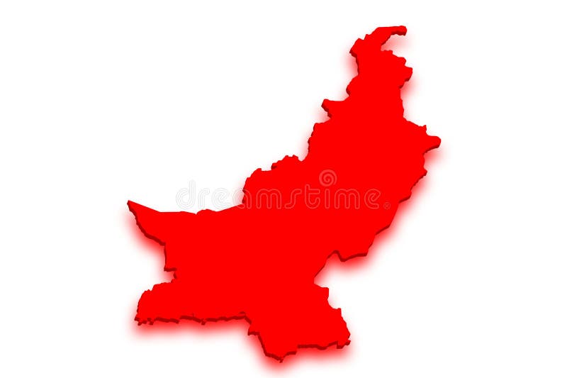 Glowing Red Solid of the Map Pakistan. an Abstract Image for a ...
