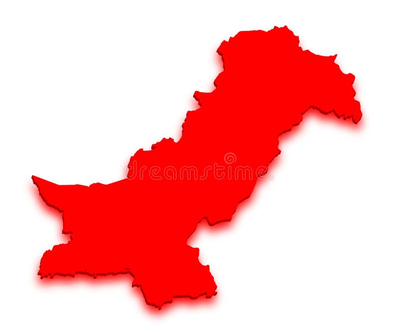 Glowing Red Solid of the Map Pakistan. an Abstract Image for a ...