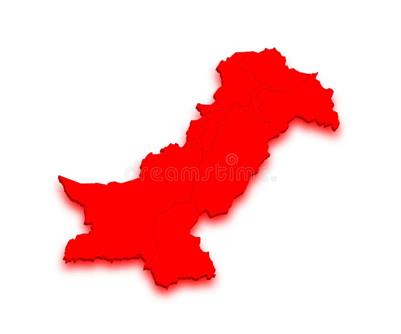 Glowing Red Solid of the Map Pakistan. an Abstract Image for a ...