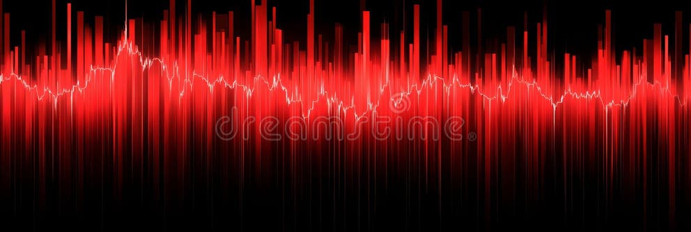 Glowing Red Soundwave on Black Background, Digital Audio Spectrum ...