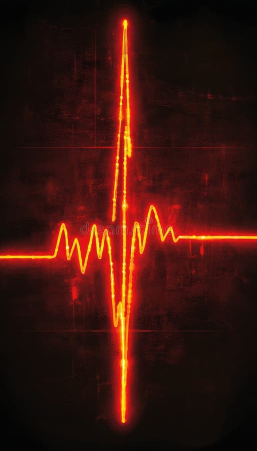 Glowing Red Stylized ECG Heartbeat Line, Medical and Healthcare Concept ...