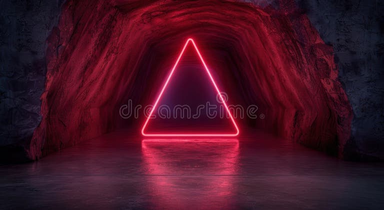 Glowing Red Triangle in Dark Cave Stock Illustration - Illustration of ...