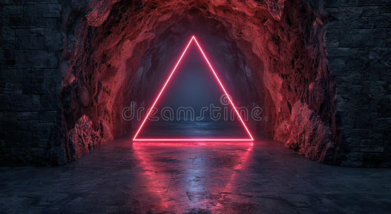 Glowing Red Triangle in Dark Cave Stock Illustration - Illustration of ...