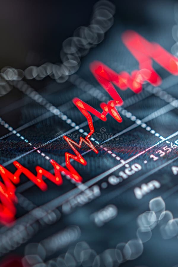 Glowing Red Volatility Graph Shows Downturn in Financial Market ...