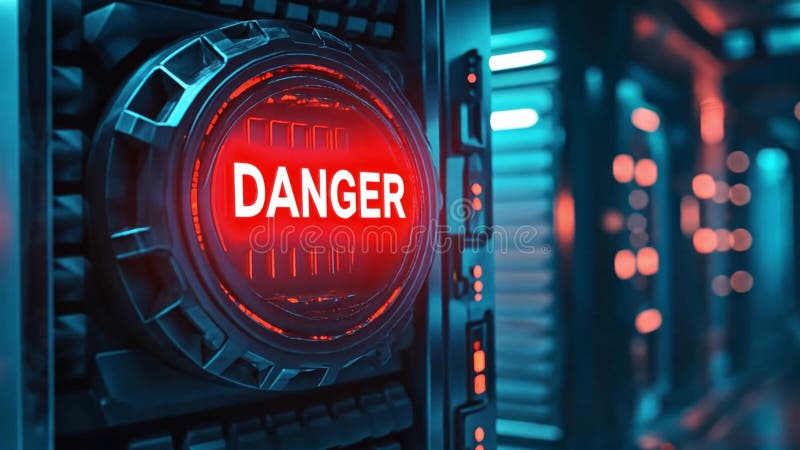 High-tech DANGER Warning Alert in a Futuristic Environment with Glowing ...
