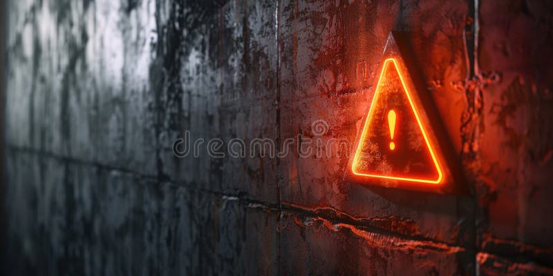 Glowing Red Warning Sign. Created by Generative Artificial Intelligence ...