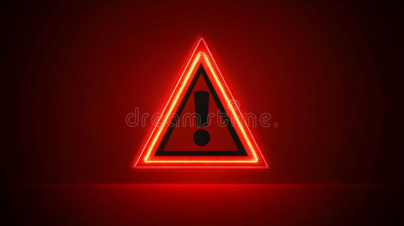 Glowing Red Warning Triangle Exclamation Mark Black Background Stock ...