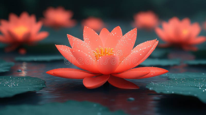 Glowing Red Water Lily Dark Pond Stock Photos - Free & Royalty-Free ...