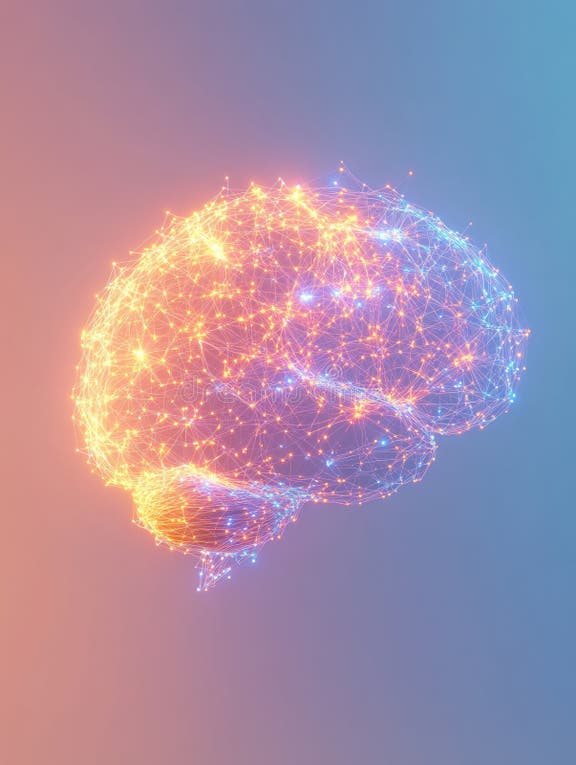 A Glowing Representation of a Brain Made of Interconnected Light Points ...
