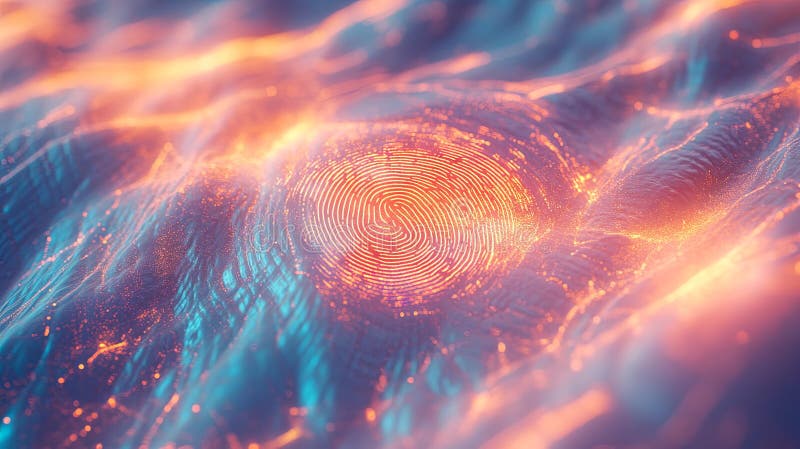 A Glowing Representation of a Digital Fingerprint on a Neutral Stock ...