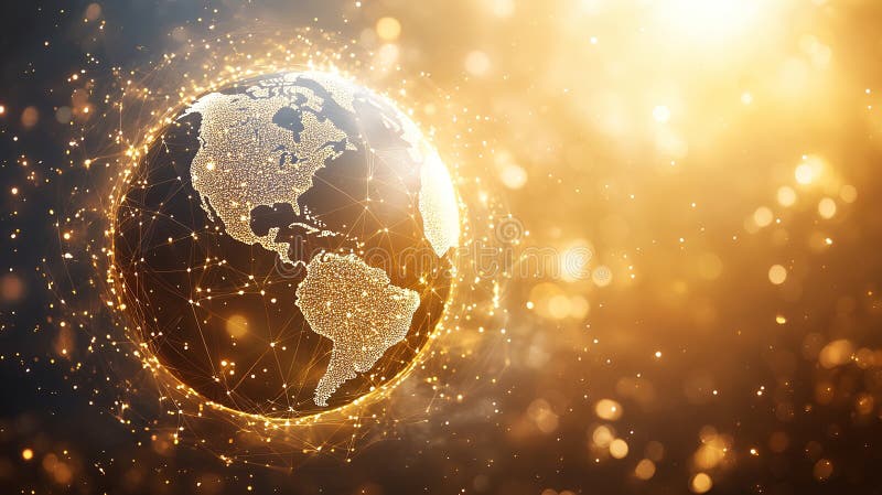 A Glowing Representation of Earth Surrounded by Golden Light and ...