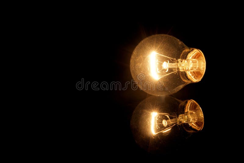Bulb with Reflection and Drops on Glass Stock Photo - Image of lighting ...