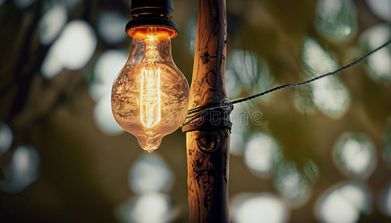 Glowing retro light bulb stock illustration. Illustration of white ...