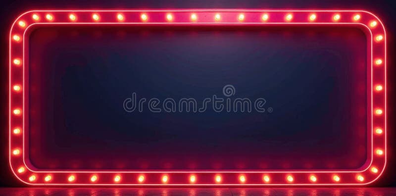 Glowing Retro Marquee Frame with Blank Banner Space, Bar, Backdrop ...