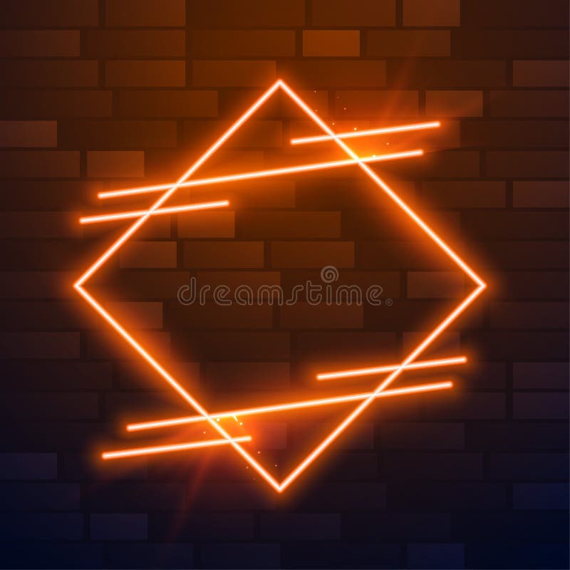 Glowing Rhombus Shape Neon Frame Background for Club or Show Stock ...