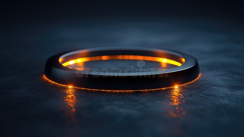 Glowing Ring on Dark Surface. Generative AI. Stock Image - Image of ...