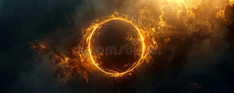 Glowing Ring of Fire in Dark Smoky Atmosphere, Fantasy Concept Stock ...