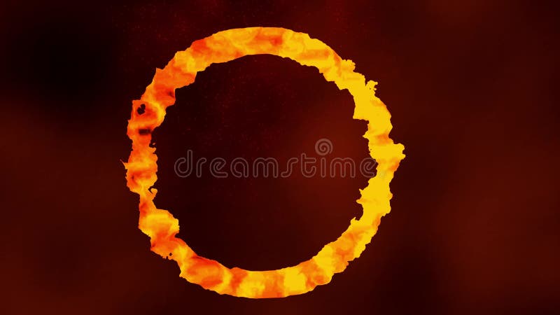 Ring of Flames on a Black Background. 3D Illustration. Stock Footage ...
