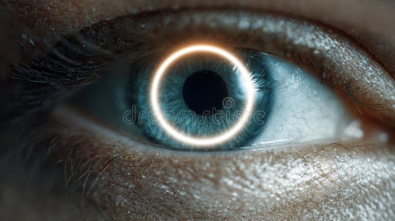 Glowing Ring Light Reflection in the Eye Creates Captivating Visual ...