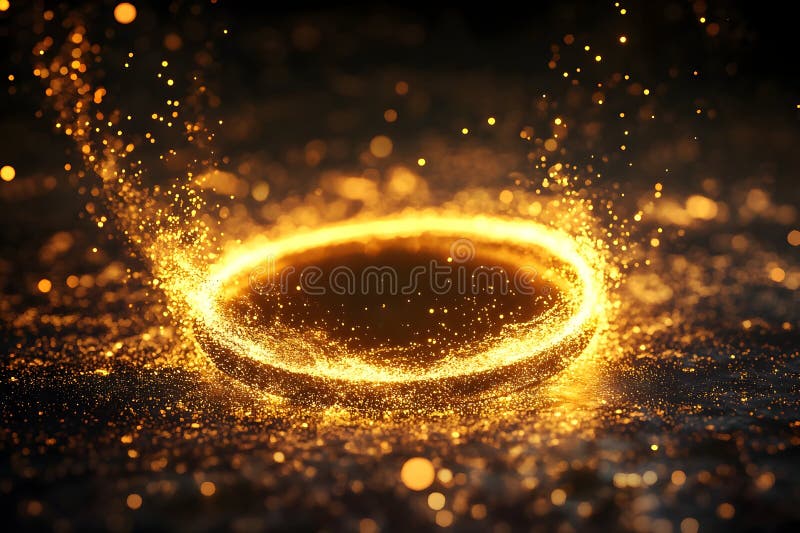 Glowing Golden Circular Energy Effect Sparks Stock Photos - Free ...