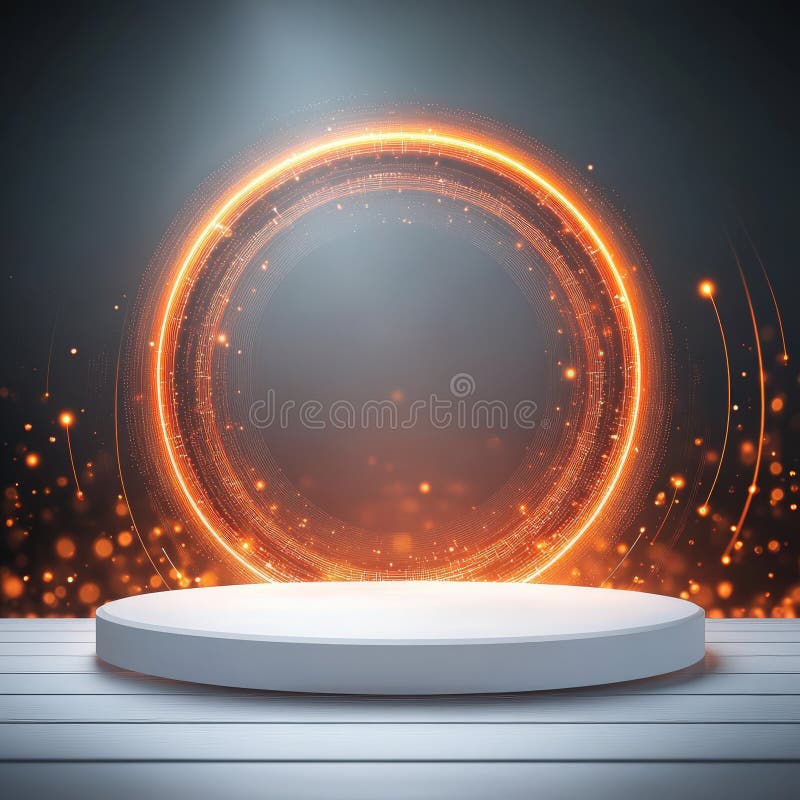 Glowing Ring Stage with White Platform. Stock Illustration ...