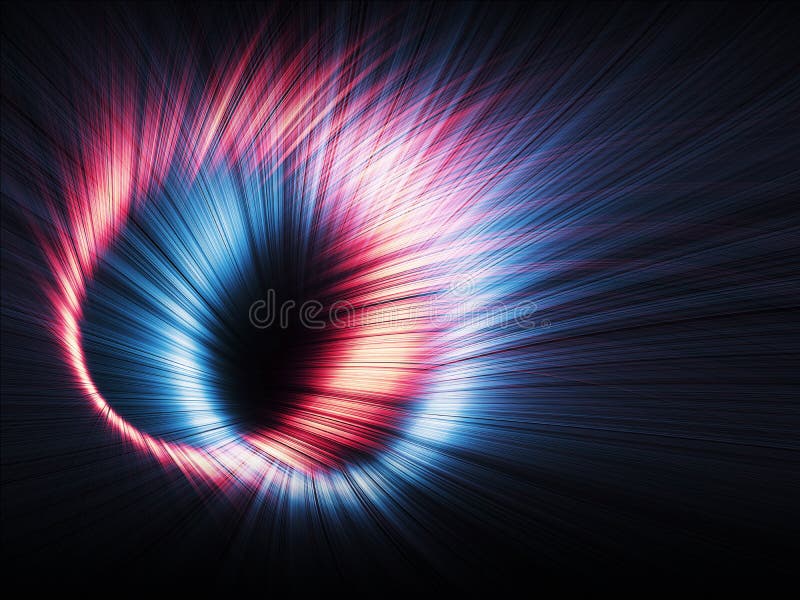 Glowing Rings of Red and Blue Rays, 3d Render Stock Illustration ...