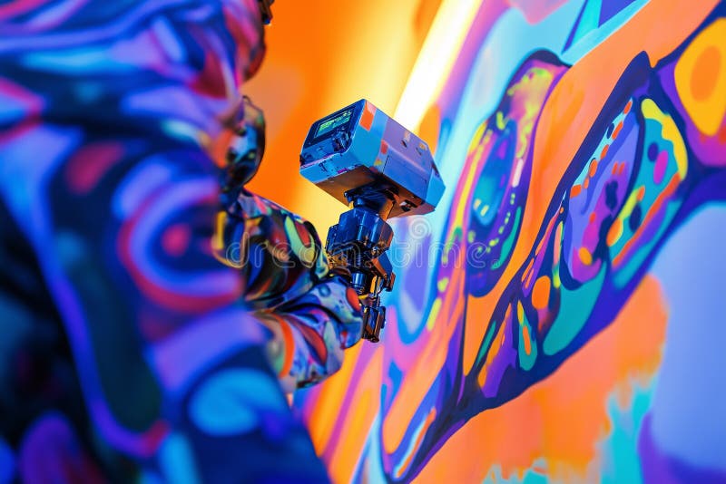 Glowing Robotic Arm Creates Vibrant Artwork in Dynamic, Illuminated ...