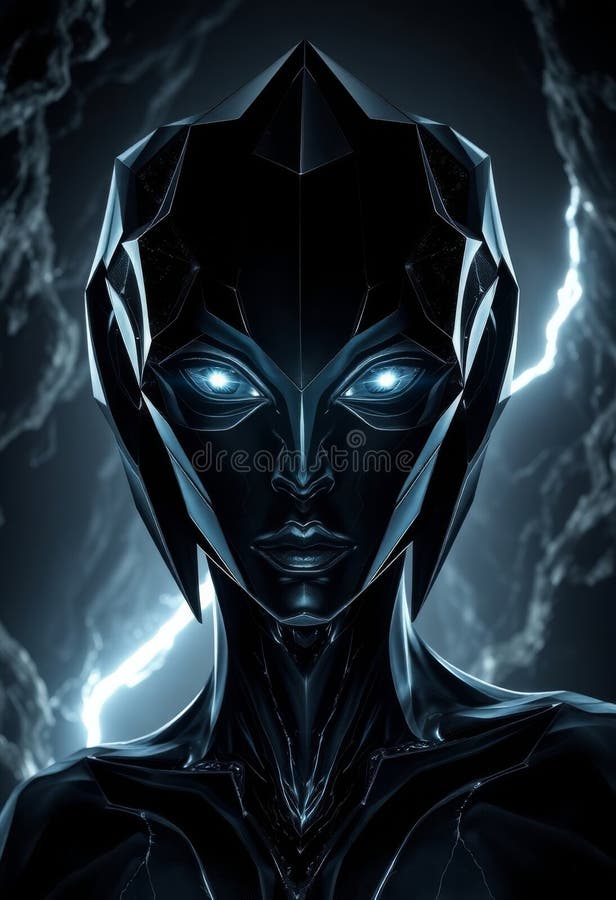 Glowing Robotic Entity with Faceted Body Stock Illustration ...