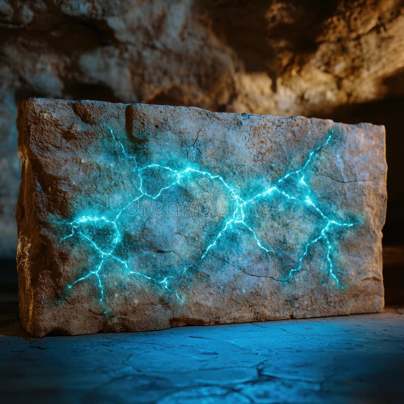 Glowing Rock with Abstract Lightning Patterns Stock Illustration ...