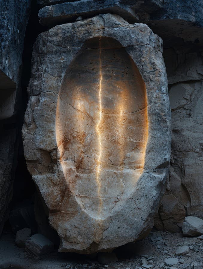Glowing Rock Formation in Dark Cave Stock Illustration - Illustration ...