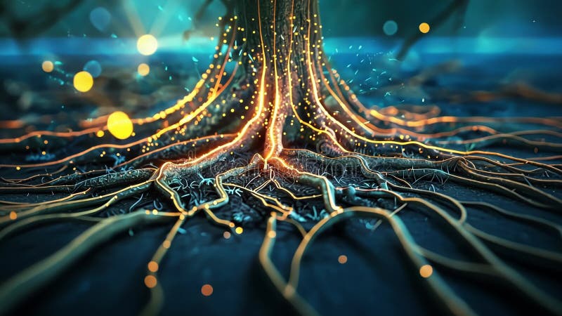 Glowing Roots of Big Data Tree Connecting Information Network Stock ...