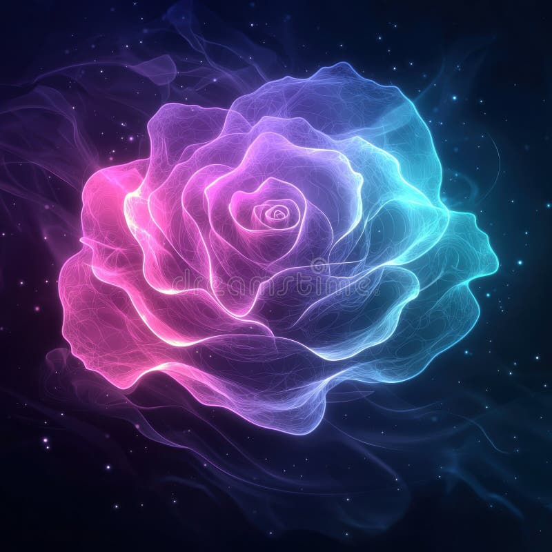 Glowing Rose in Cosmic Space Stock Illustration - Illustration of space ...